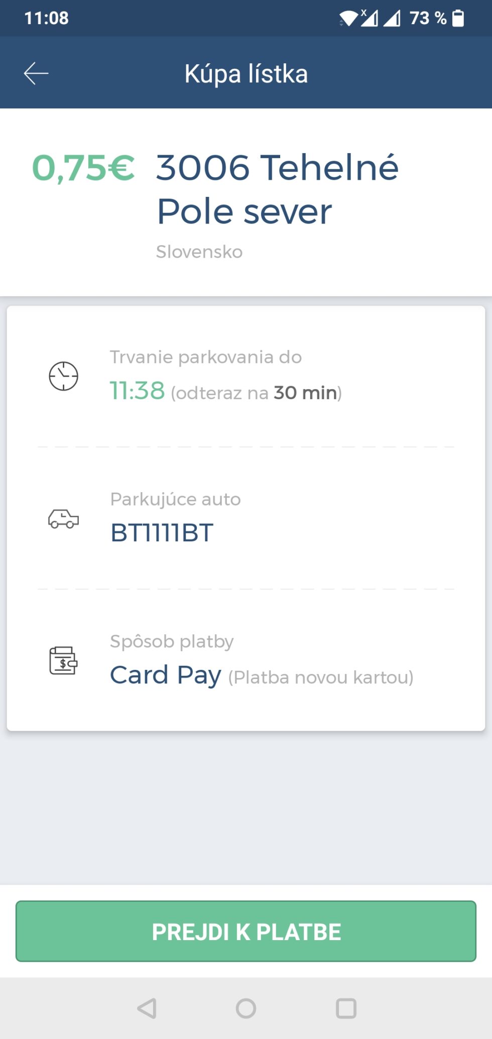 Platba - Bratislavský parkovací asistent PAAS